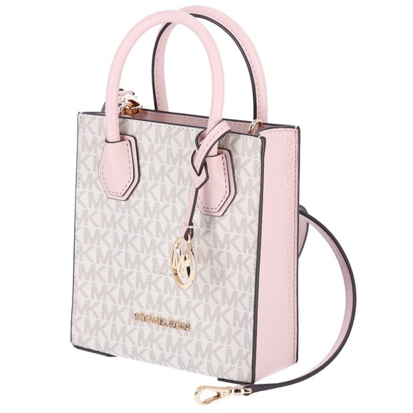 Michael Kors | Bags | Michael Kors Mercer Xs Ns Shopper Crossbody Vanilla Mk Powder Blush Pink ...